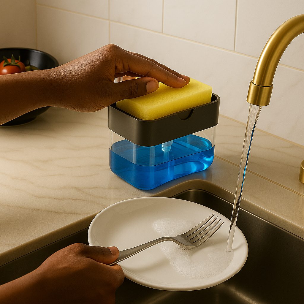 2 In 1 Plastic Soap Pump With A Sponge, Liquid Kitchen Soap, Caddy Soap ...